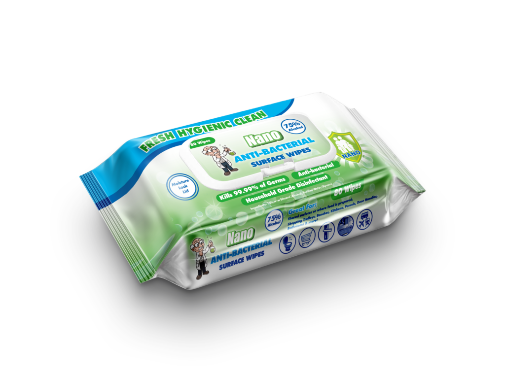 Anti-bacterial Surface Wipes Pouch 80 wipes (pack of 4) - Punchbowl ...